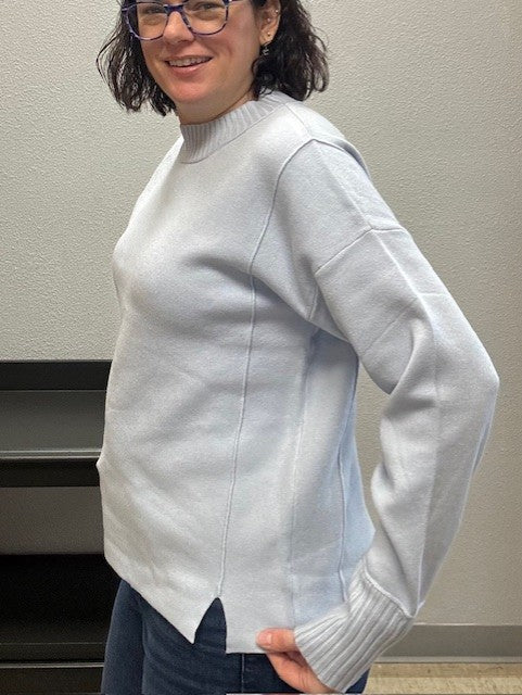 Mock Neck Sweater - Light Blue – Millie Rue's Boutique