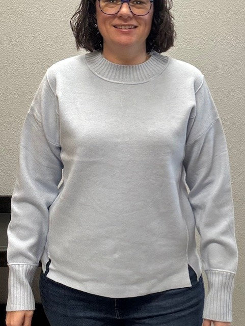 Mock Neck Sweater - Light Blue – Millie Rue's Boutique